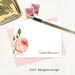 Personalized Flat Note Cards - LIGHT PINK ROSE - Flower Stationery ...