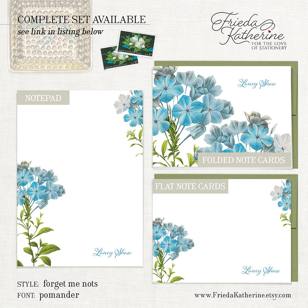 Personalized Notepad FORGET ME NOTS Floral Stationery | Etsy