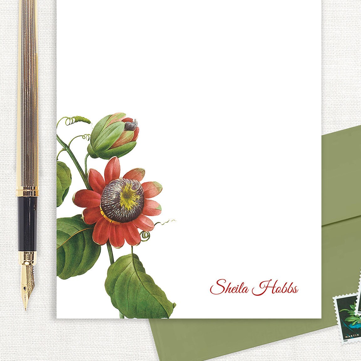Personalized Notepad PASSION FLOWER Floral Stationery - Etsy