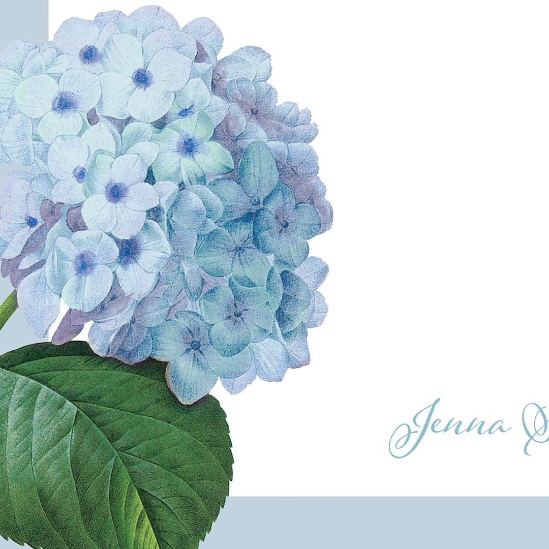Personalized Notepad BLUE HYDRANGEA Botanical Stationery | Etsy