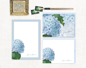 Personalized Notepad PINK HYDRANGEA Floral Stationery | Etsy