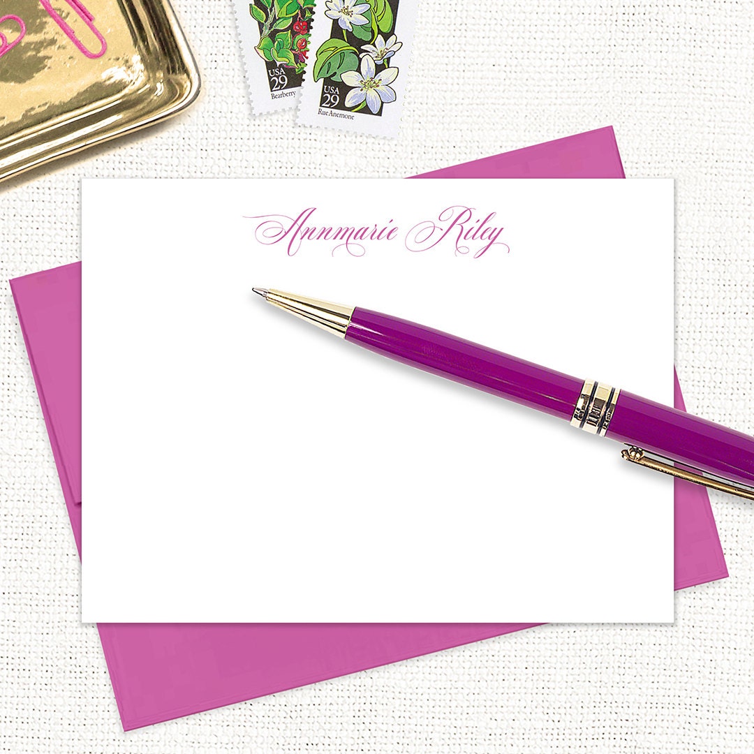 Personalized Note Card Set - EXQUISITE TYPE - Feminine Custom ...