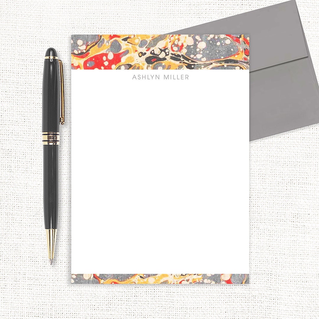 Personalized Notepad - Vintage Marble Paper ASHLYN GRAY - Letter ...