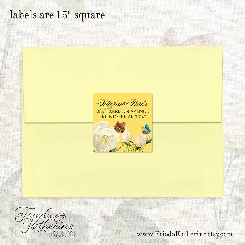 Personalized Return Address Label WHITE ROSE With - Etsy