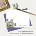 Personalized Flat Note Cards PURPLE VIOLETS Floral Stationery Botanical ...