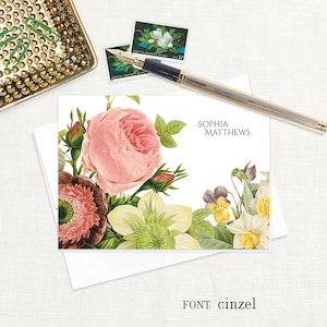 Personalized Stationery Set - FLOWER BOUQUET - Pink Rose Stationary ...