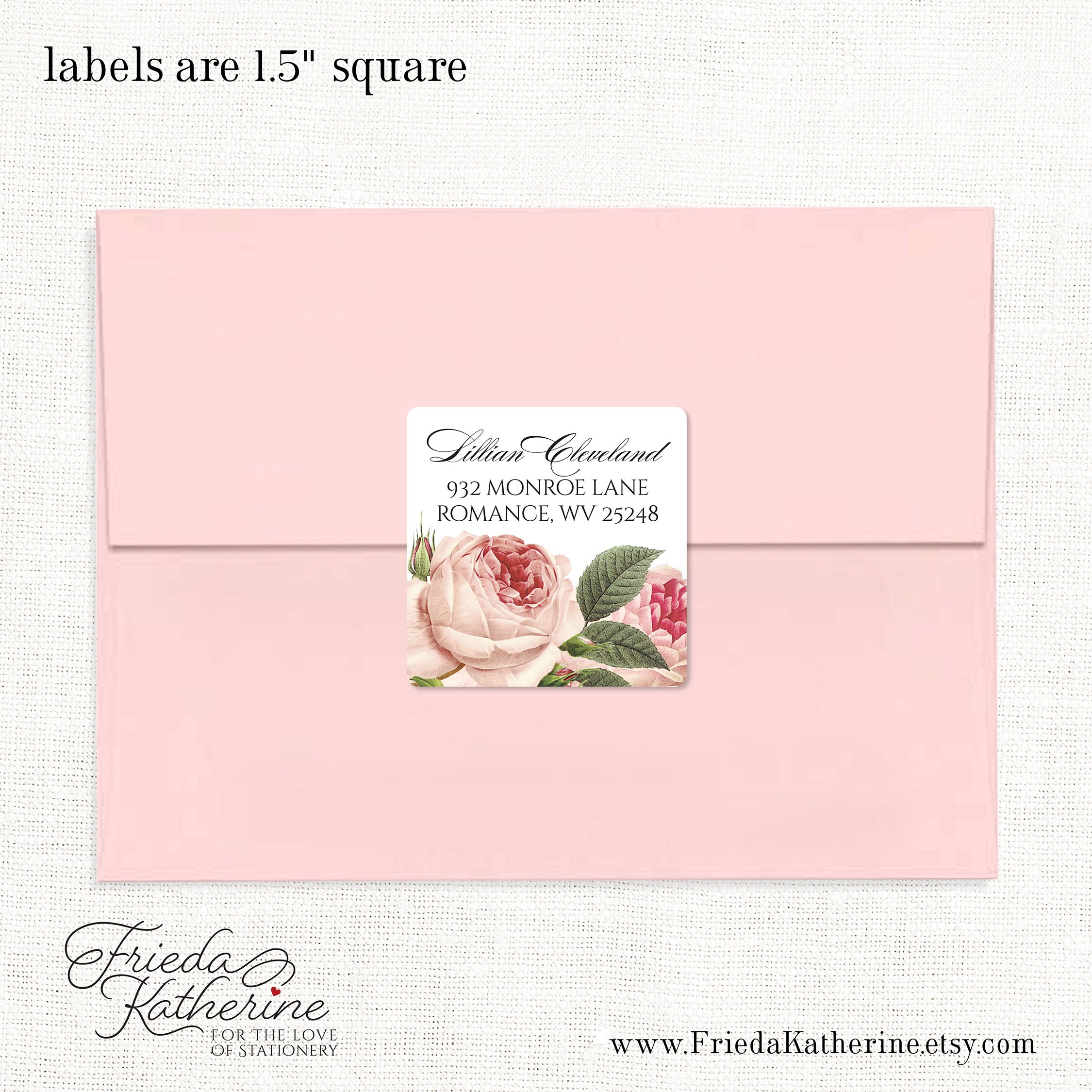 Personalized Return Address Label LIGHT PINK ROSES Square - Etsy
