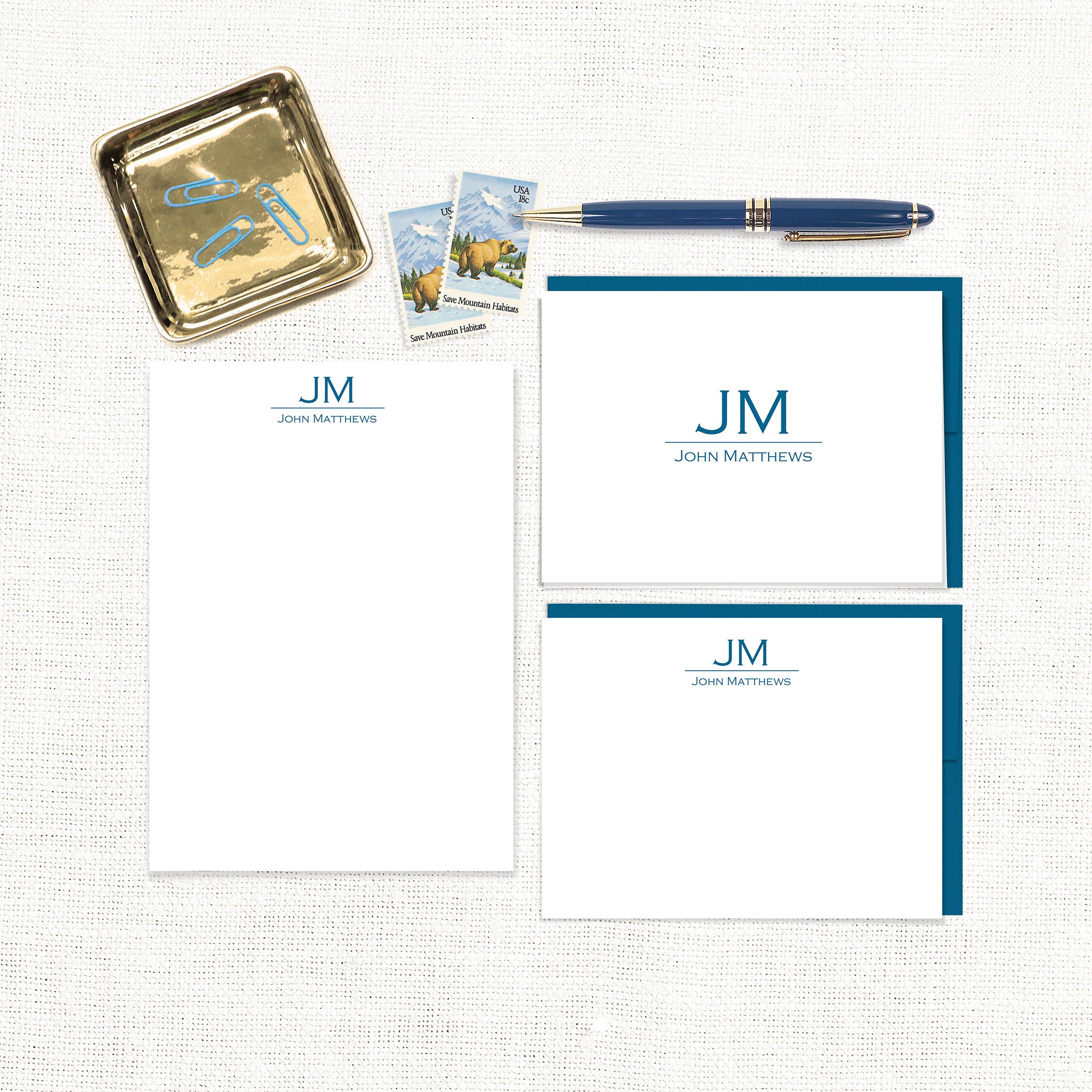 Complete Personalized Stationery Set - GRAND MONOGRAM - Monogrammed ...