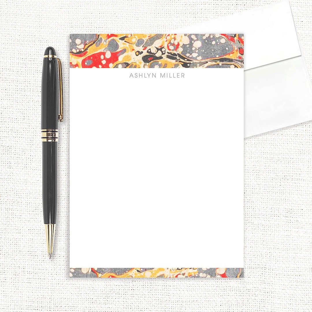 Personalized Notepad Vintage Marble Paper ASHLYN GRAY - Etsy