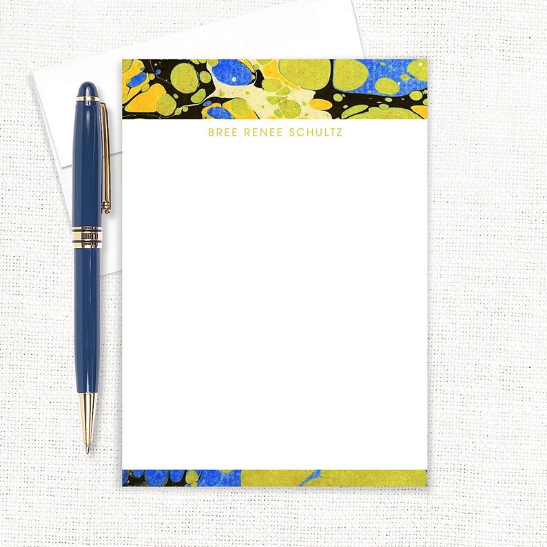 Personalized Notepad Vintage Marble Paper BREE CHARTREUSE - Etsy