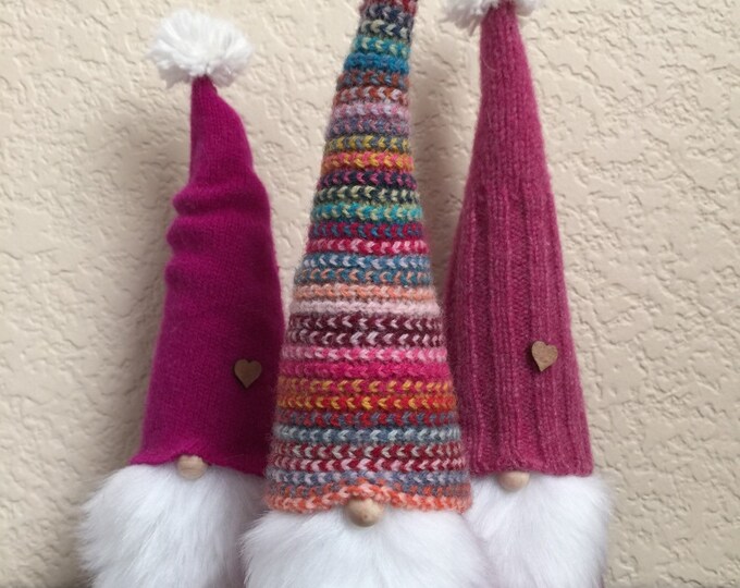 Upcycled Luxury Sweater Gnomes Set of 3, Scandinavian Tomte/ Tomten ...