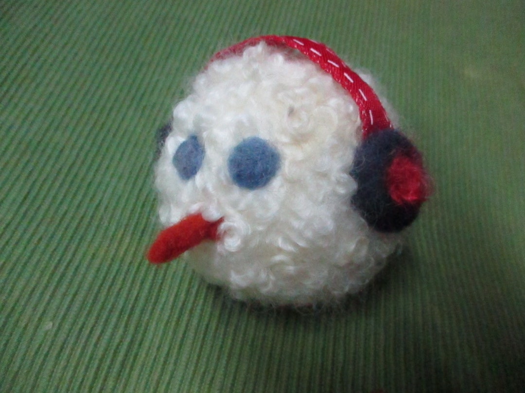 Blue Eyed, Big Carrot Nose Snowball Boy W/ Earmuffs, Ornament, Curly ...