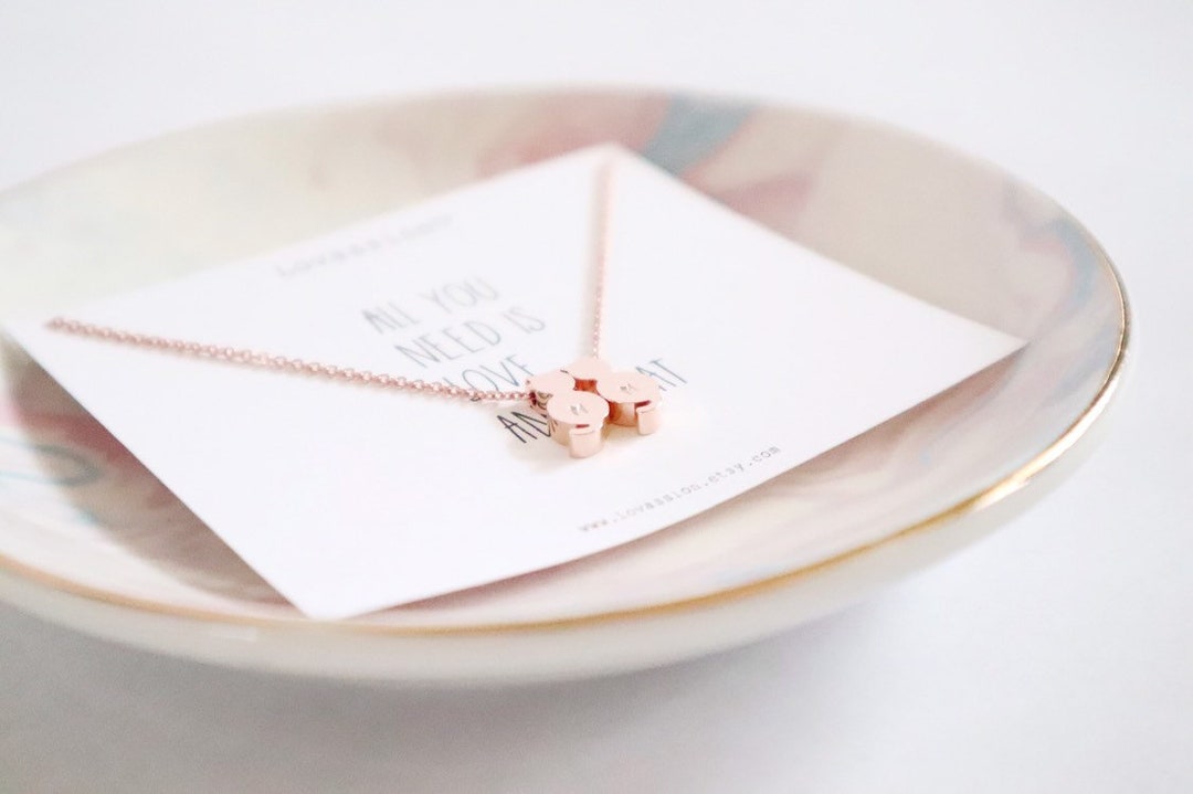 14K Personalized Cat Initial Necklace Cat Necklace Initial - Etsy Canada