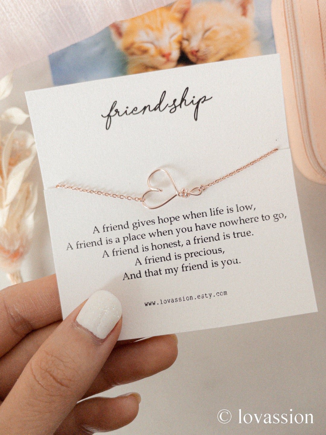 14K Heart Friendship Bracelet Meaningful Friendship Gift Friend ...