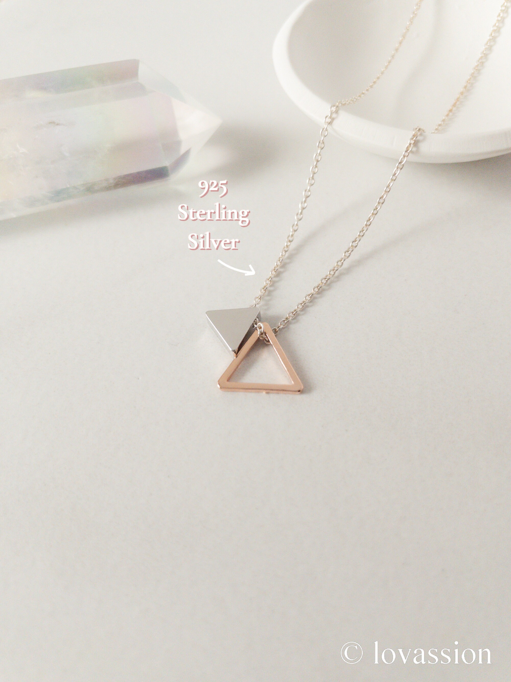 14K Gold Triangle Necklace • GOLD FILLED Geometry Necklace • 925 ...