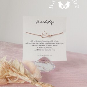 14K Heart Friendship Bracelet • Meaningful Friendship Gift • Friend ...