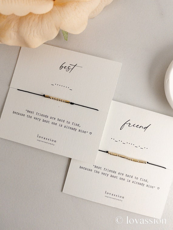 14K BEST FRIEND Morse Code Bracelet Set Matching Friendship - Etsy