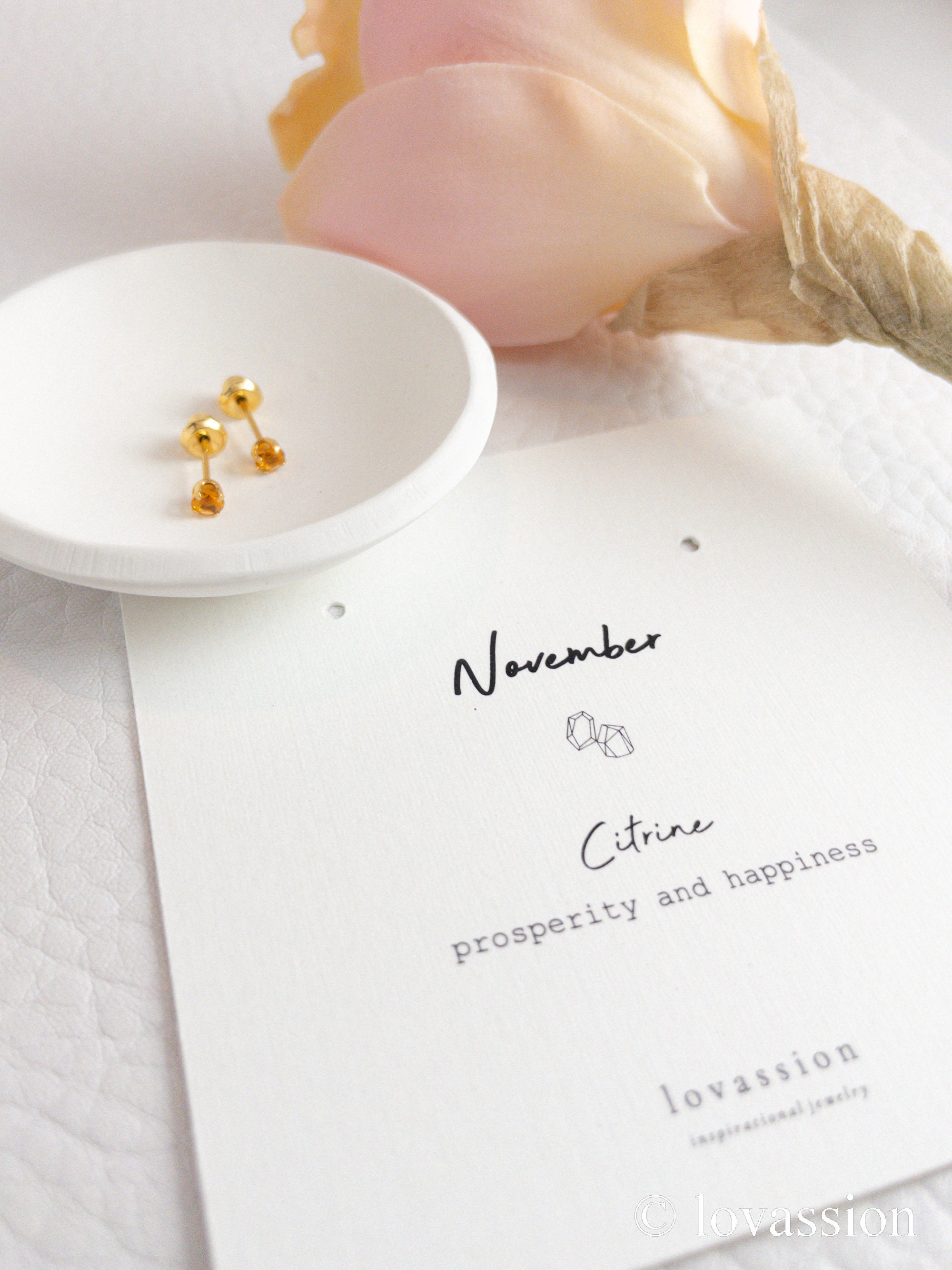 24K Gold November Birthstone Studs • November Birthstone Earrings • 3mm ...
