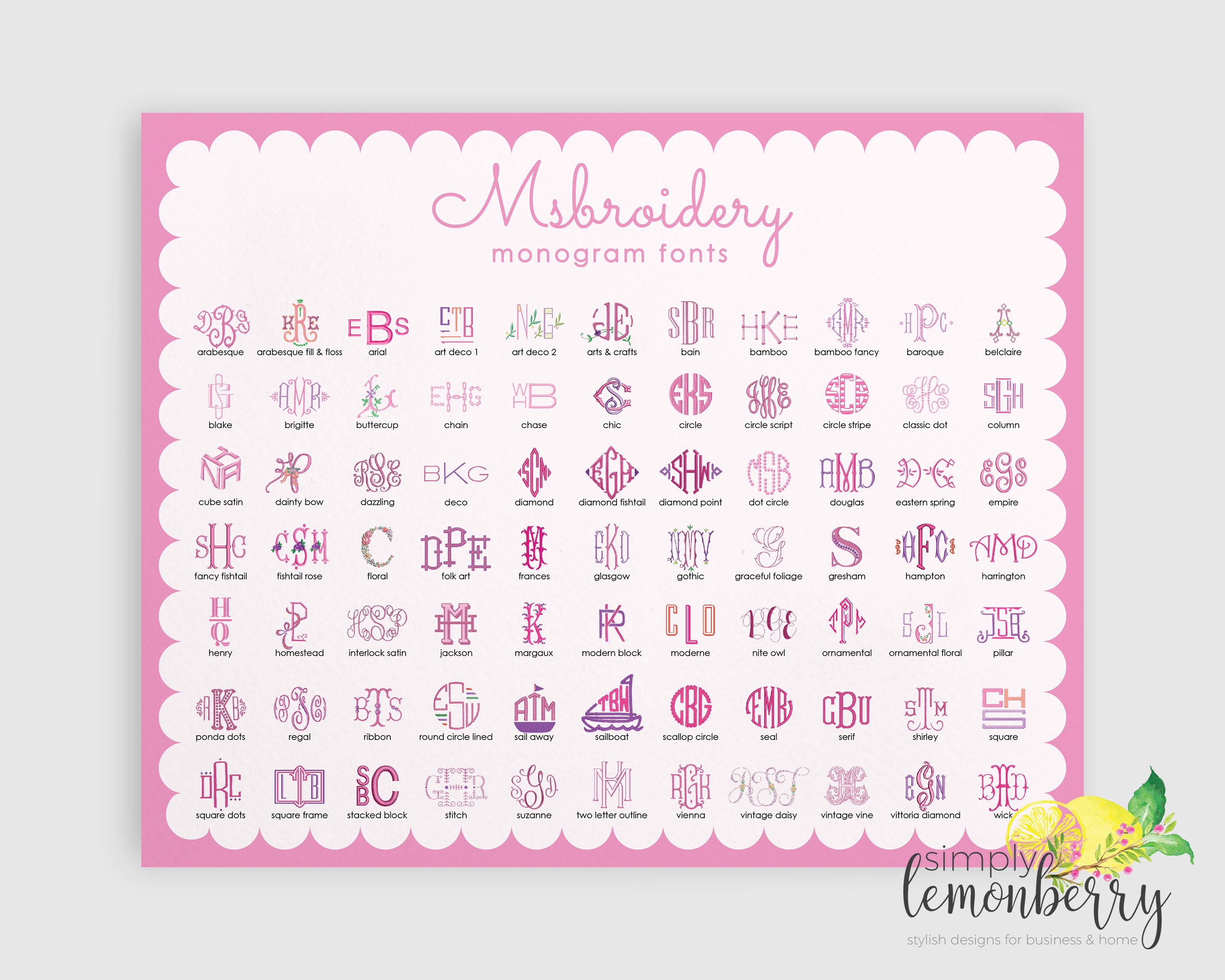 Custom Font Chart Custom Monogram Chart Customized Font | Etsy