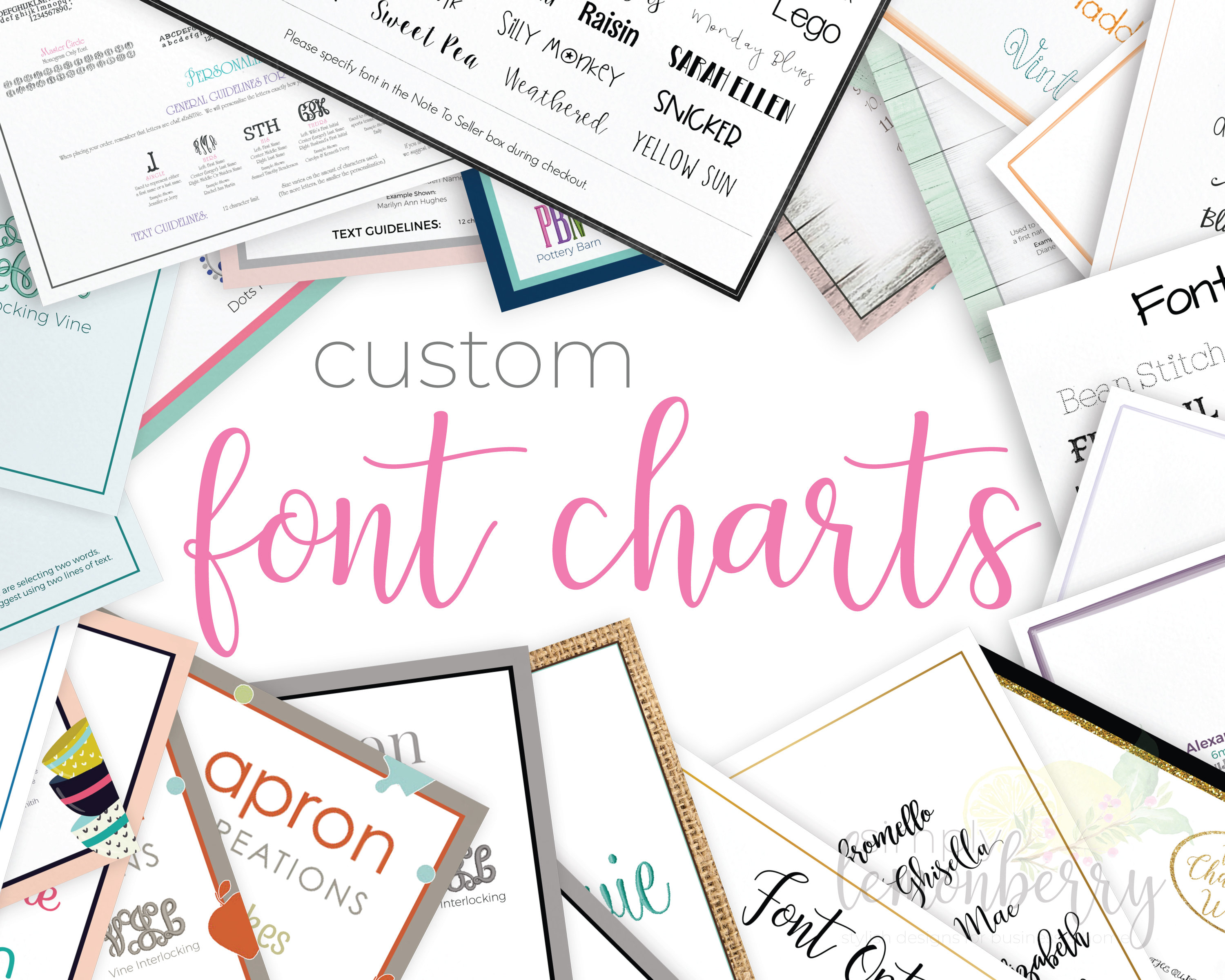 Custom Font Chart Custom Monogram Chart Customized Font Etsy