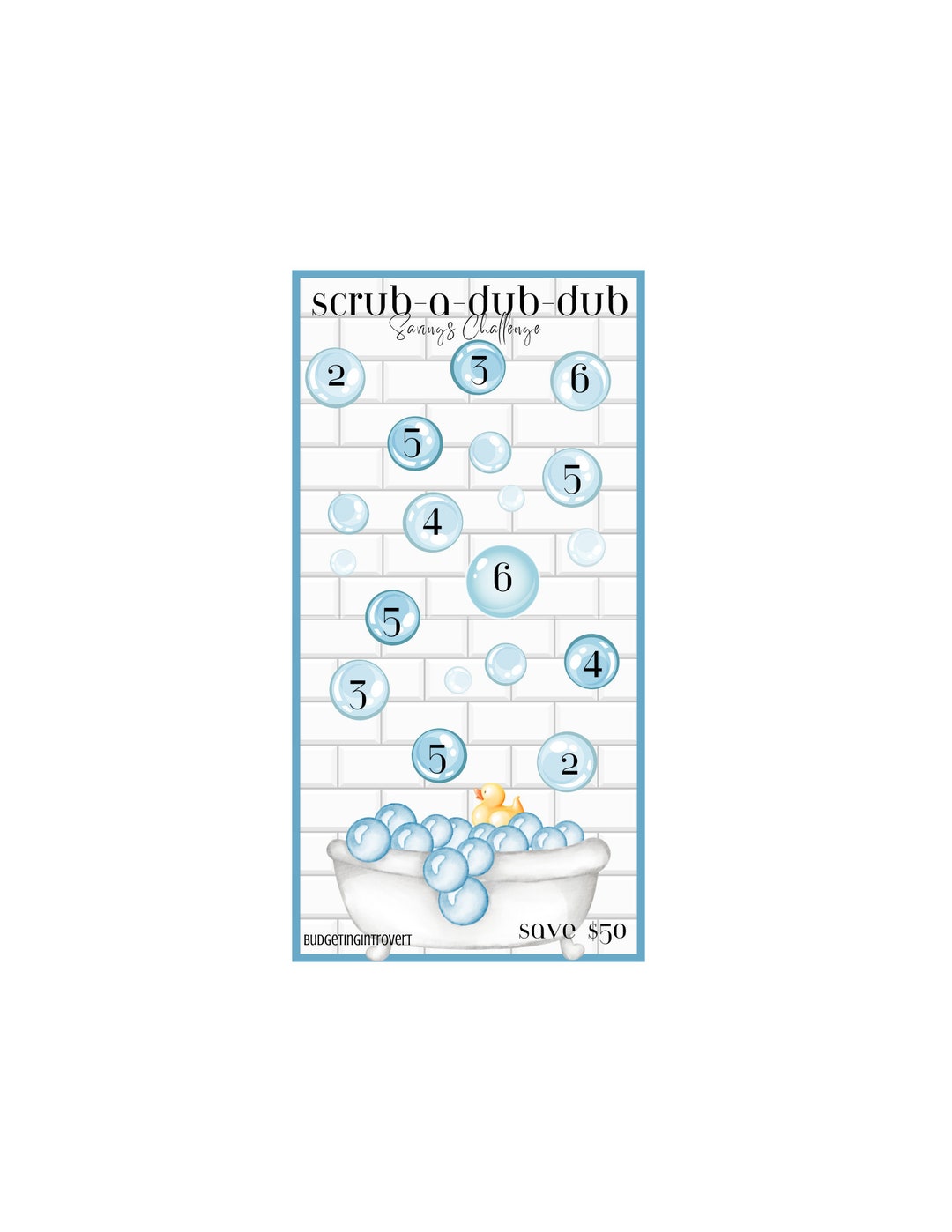 Scrub-a-dub-dub Mini Savings Challenge | Digital Download - Etsy