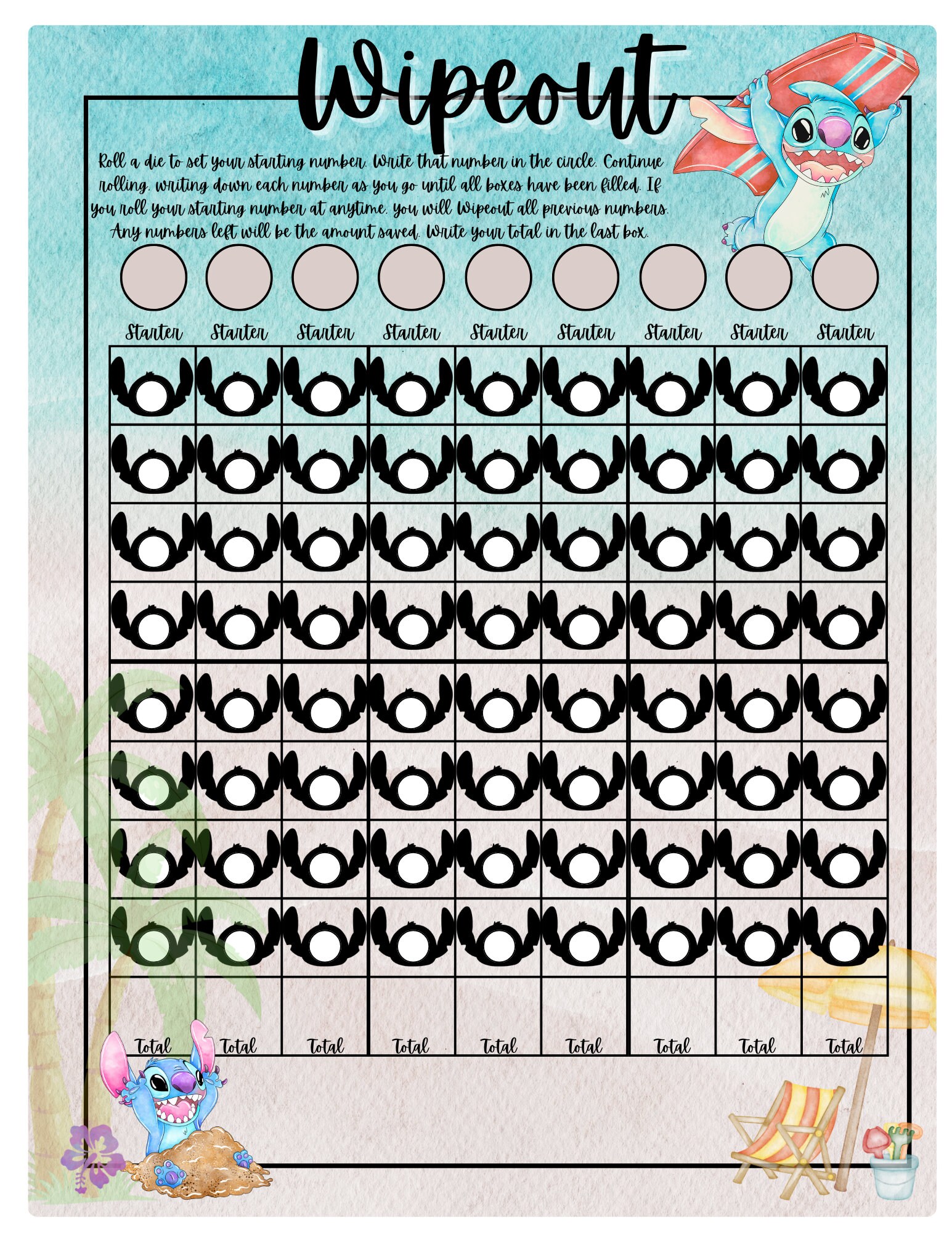 Wipeout Lilo and Stitch Savings Challenge | Digital Download - Etsy