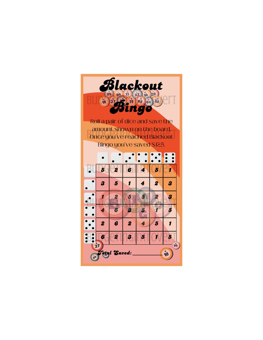 Blackout Bingo | Savings Challenge | Digital Download - Etsy