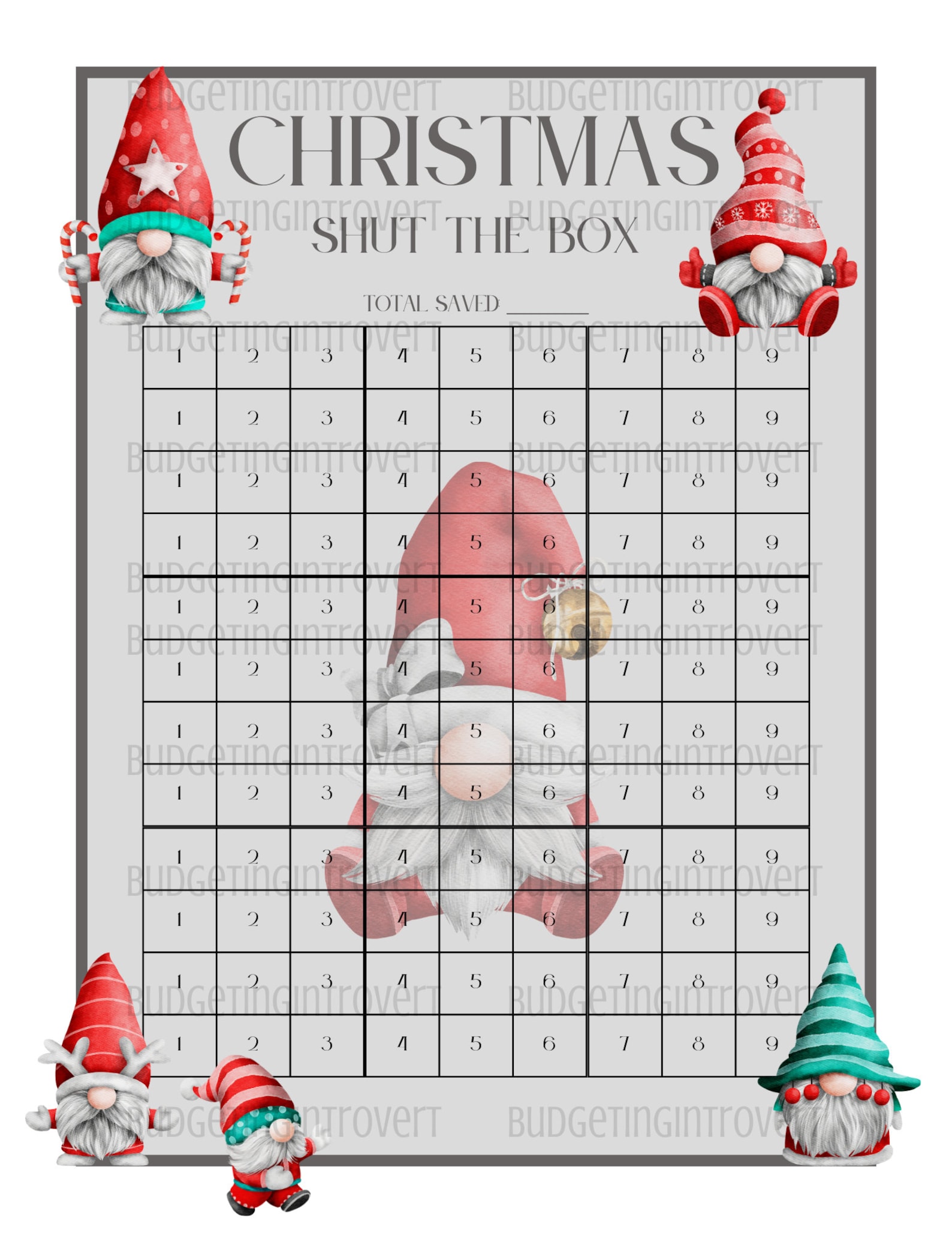 Christmas Shut the Box Savings Challenge | Digital Download - Etsy