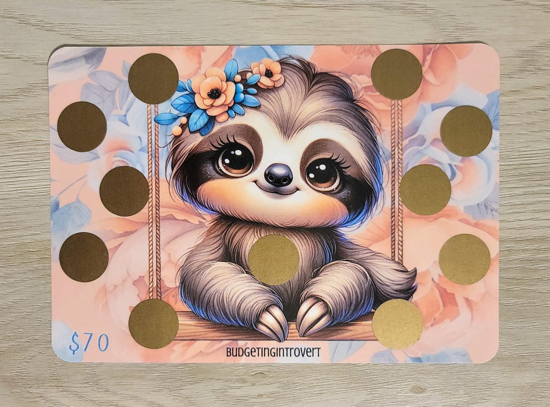 Sloth Scratch off Savings Challenge - Etsy