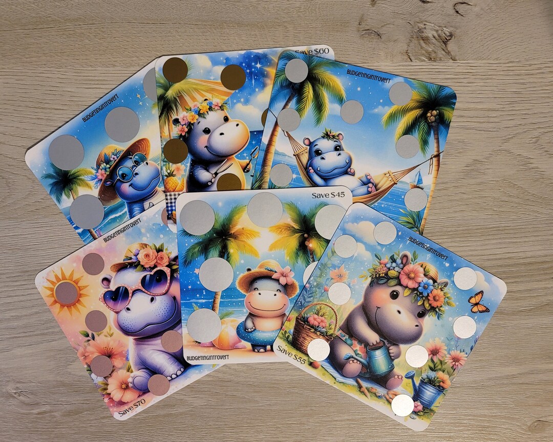 Summer Hippos Scratch off Savings Challenges - Etsy