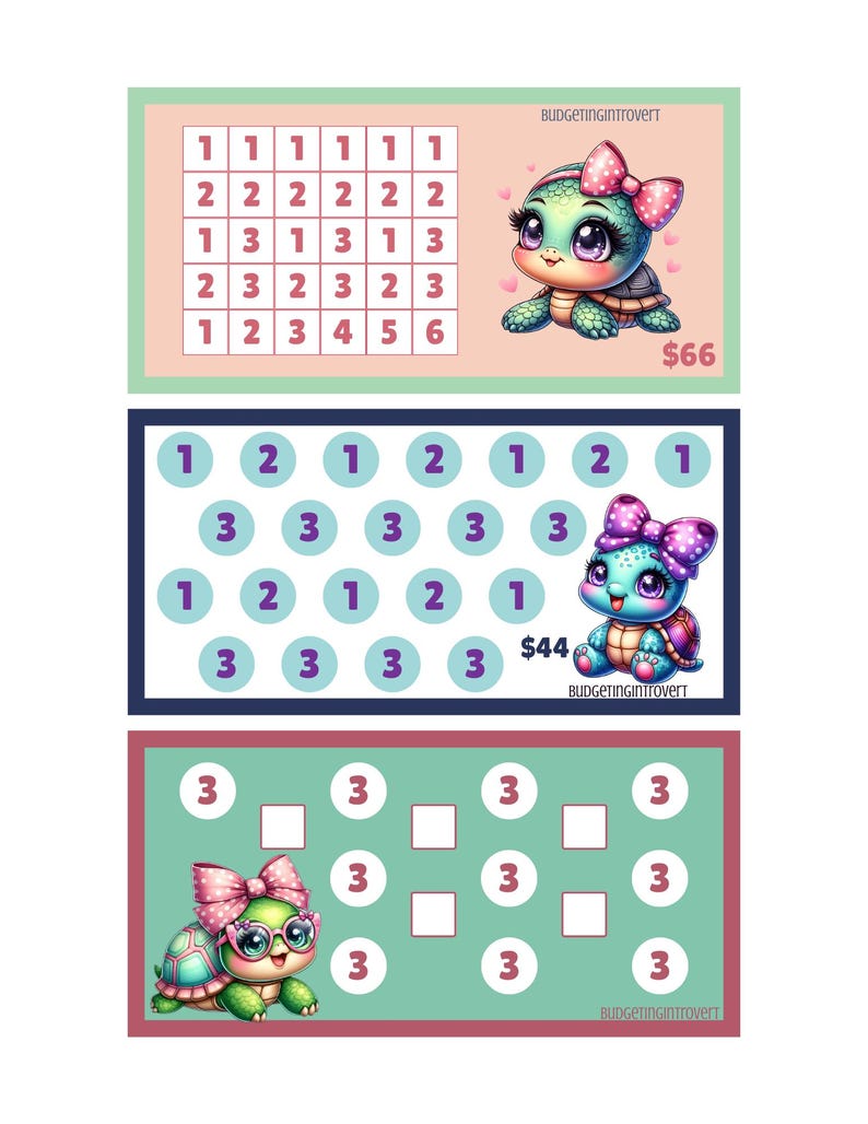 Cute Turtles Mini Savings Challenges | Digital Download - Etsy
