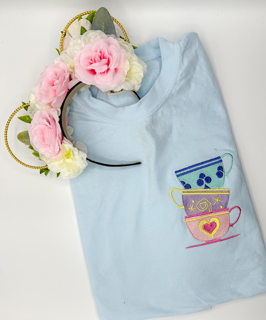 Mad Hatter Tea Party Cups Embroidered T-shirt | Disney Alice in ...