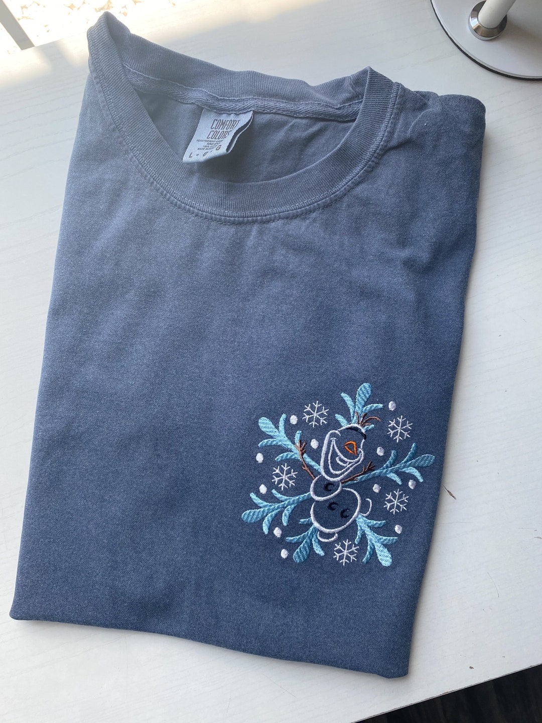 Olaf Snowflake Embroidered T-shirt | Disney Christmas Embroidered T ...