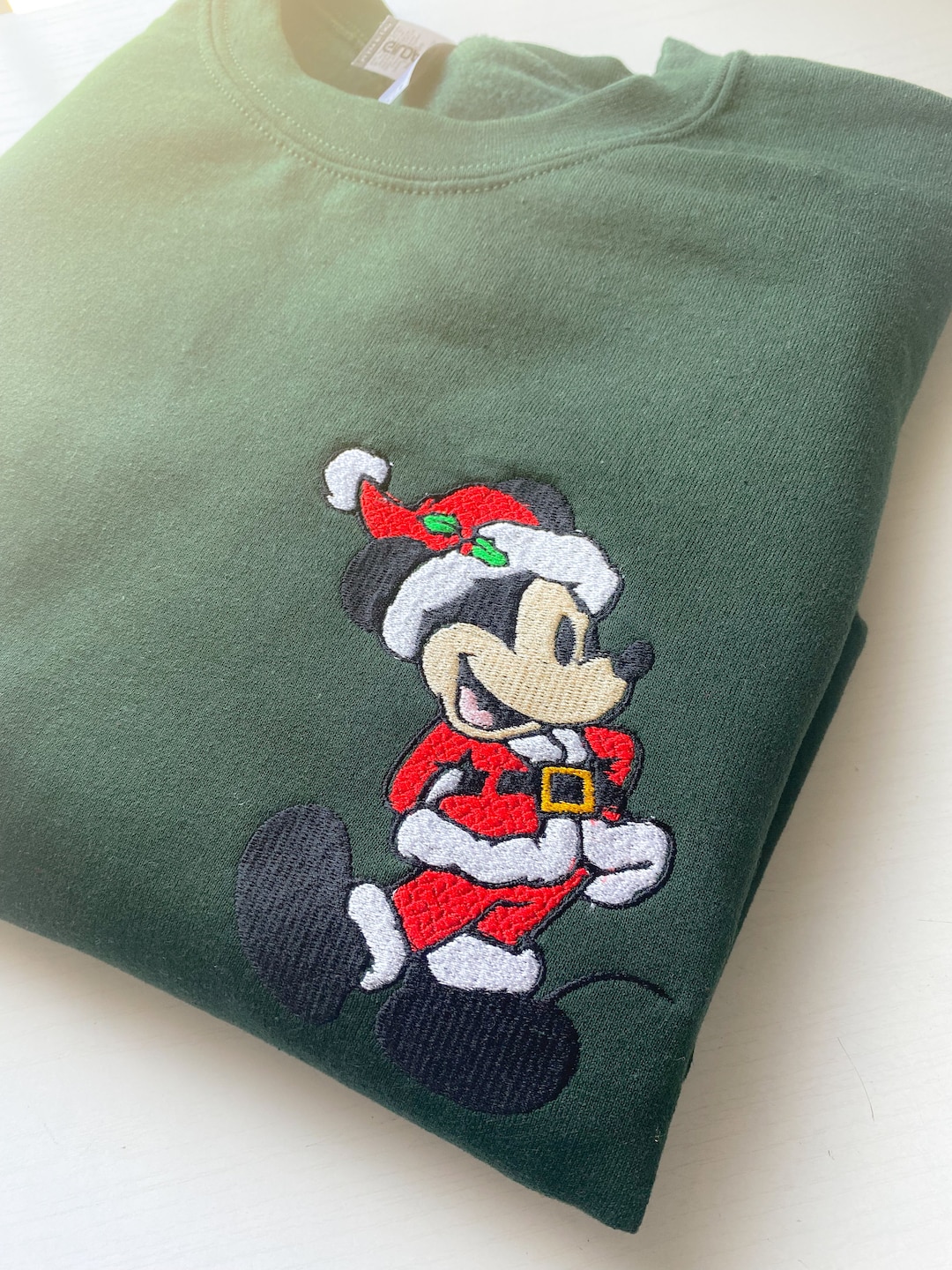 Santa Mickey Embroidered Sweatshirt | Disney Christmas Embroidered ...