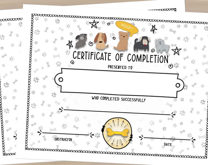EDITABLE Puppy Dog Graduation Certificate Template, Dog Award ...