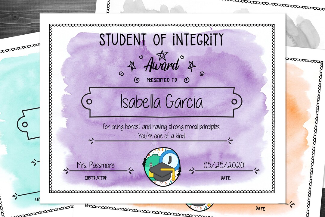 Values Award Certificate Template for Kids - Digital Download - Etsy