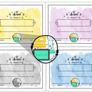 Math, Science and Technology Award Certificate Template for Kids ...