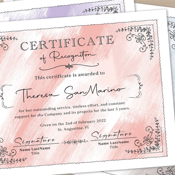 Graduation Certificate of Recognition Template - Etsy