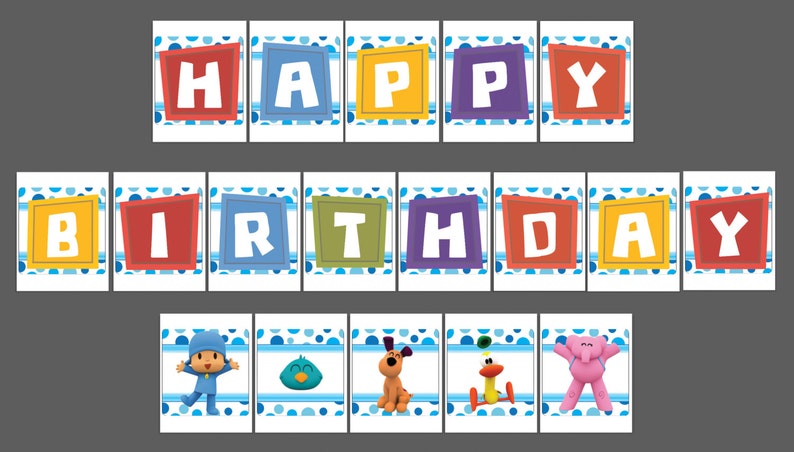 Pocoyo Happy Birthday Banner Customizable - Etsy