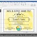 Math, Science and Technology Award Certificate Template for Kids ...
