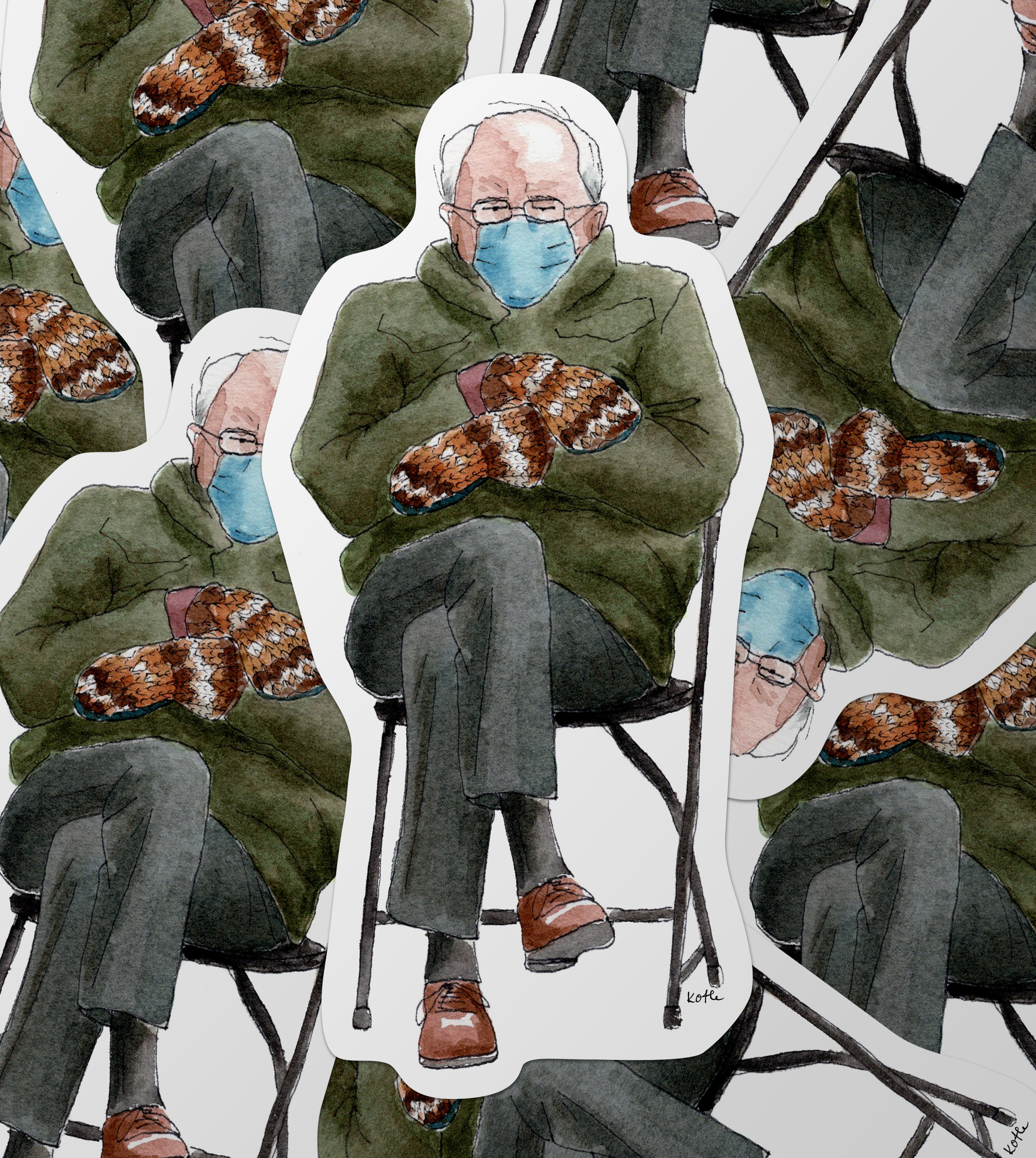 Bundled up Bernie Meme Sticker - Etsy Singapore
