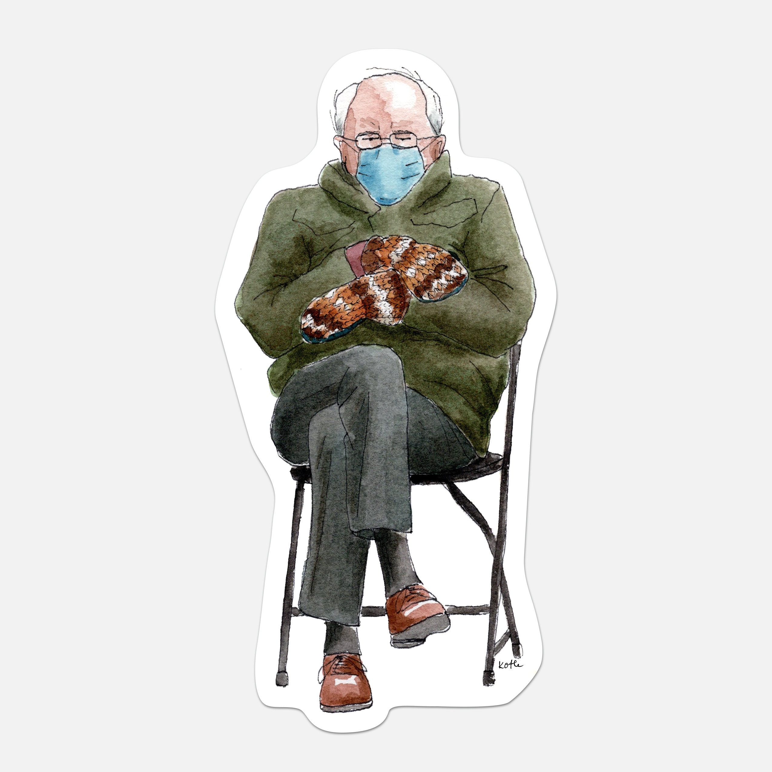 Bundled up Bernie Meme Sticker - Etsy Singapore