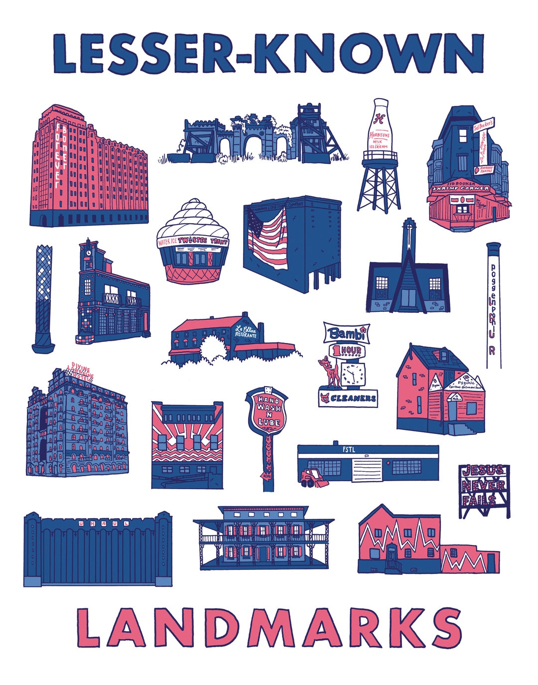 Lesser-known Landmarks of Philadelphia Print - Etsy