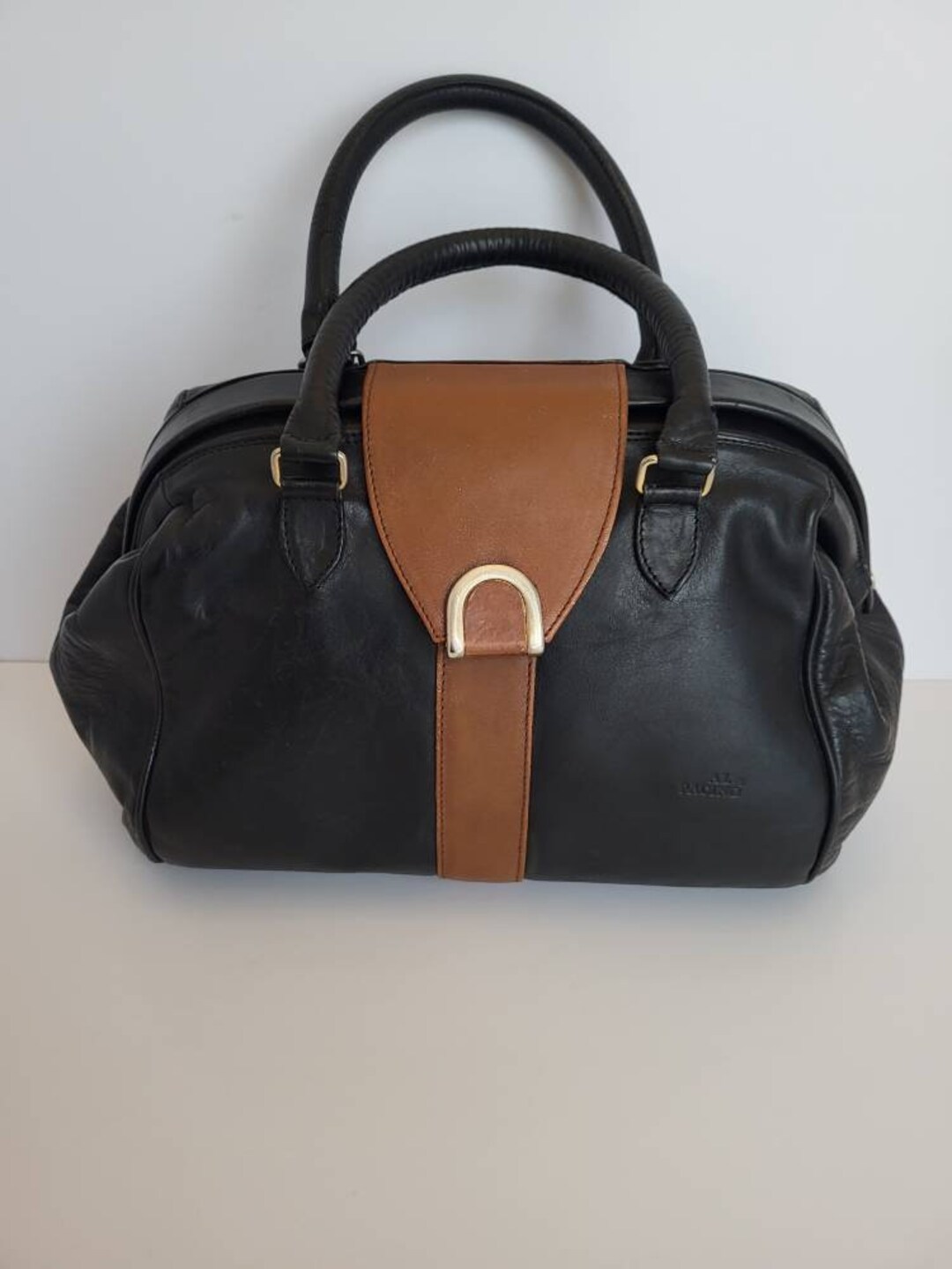 1980s Al Pacino Black and Tan Leather Top Handle Bag - Etsy