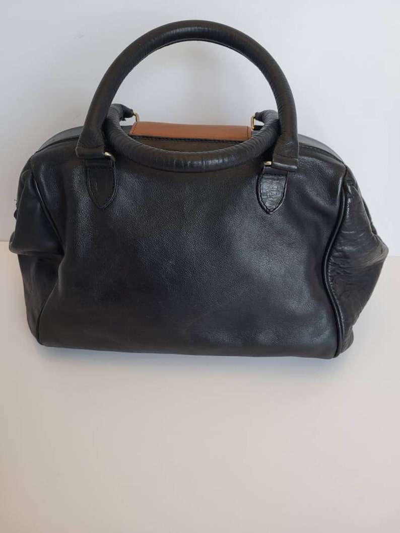 1980s Al Pacino Black and Tan Leather Top Handle Bag - Etsy