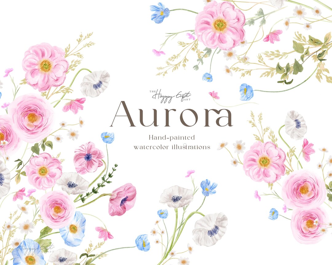 Spring Floral Cliparts, Watercolor Clipart, Spring Flower Clipart ...