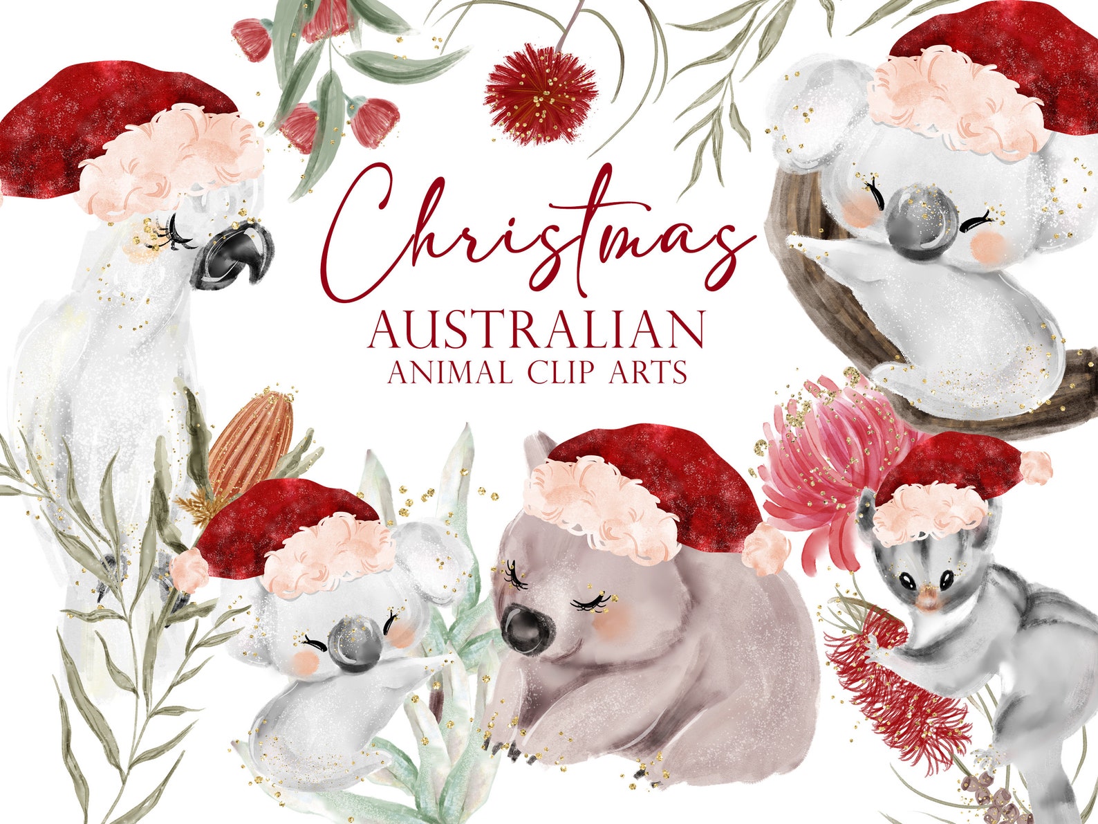 Christmas Australian Animals Clipart Australian Amimals - Etsy