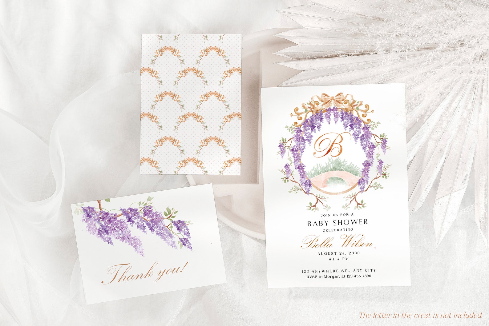 Grandmillennial Wisteria Flower Illustrations - Wedding Crest - DIY ...