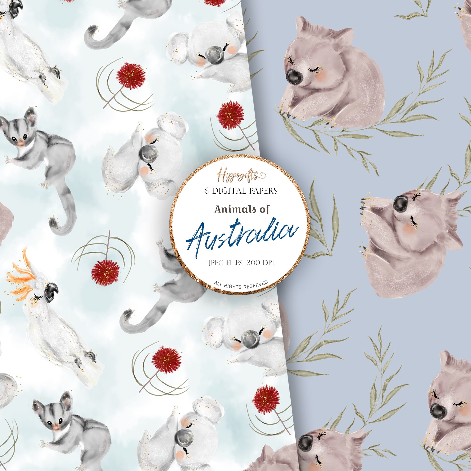 Australia Animals Pattern Australia Digital Papers Australia - Etsy ...