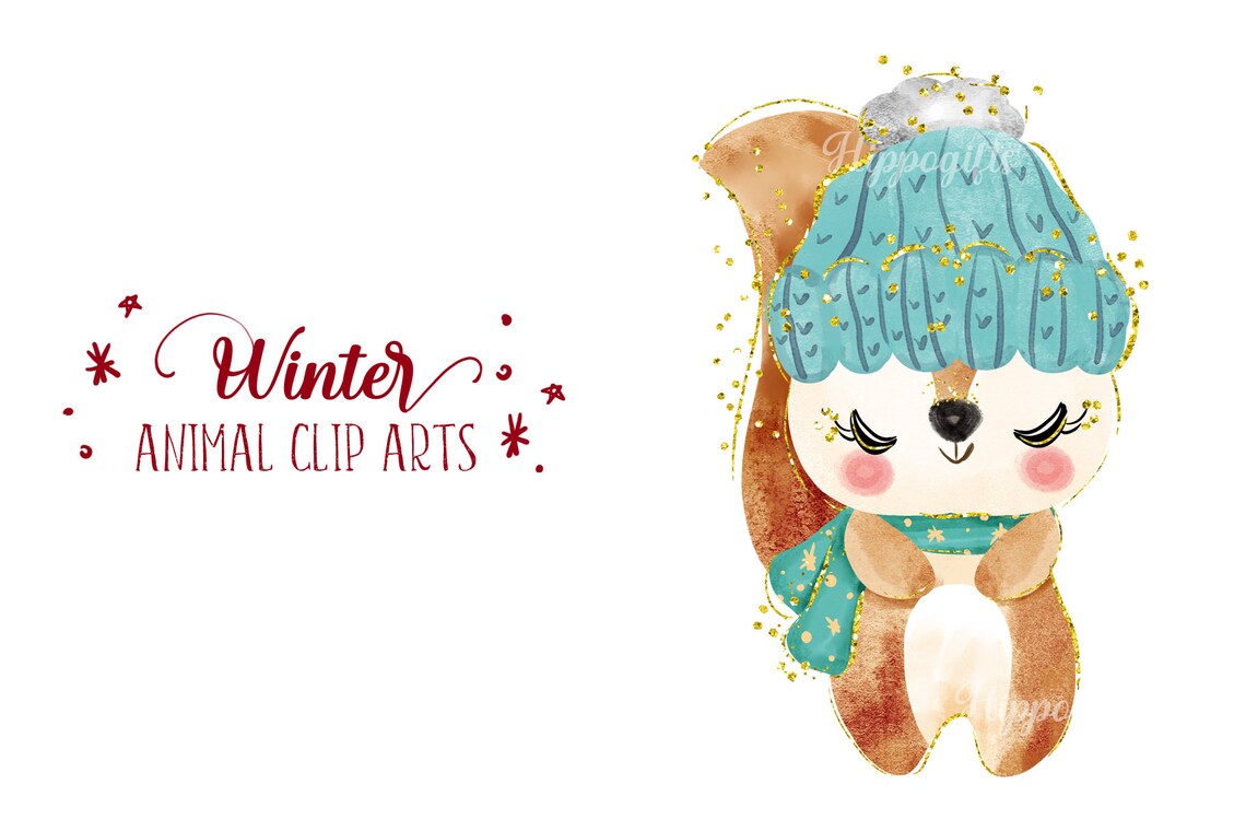 Winter Christmas Animal Clip Artschristmas Animal - Etsy